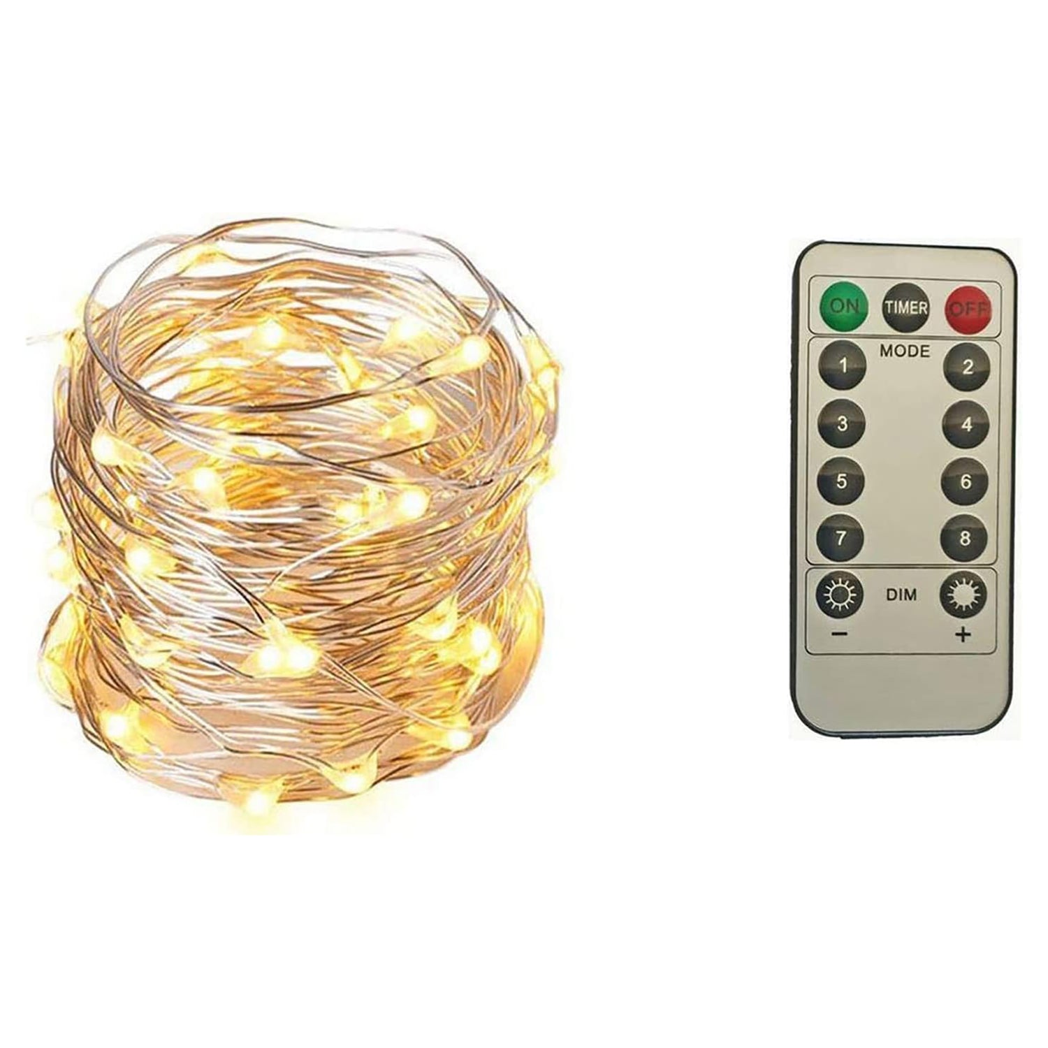 Micro LED Draht Lichterkette mit 100 LEDs und Timer Fernbedienung Batt